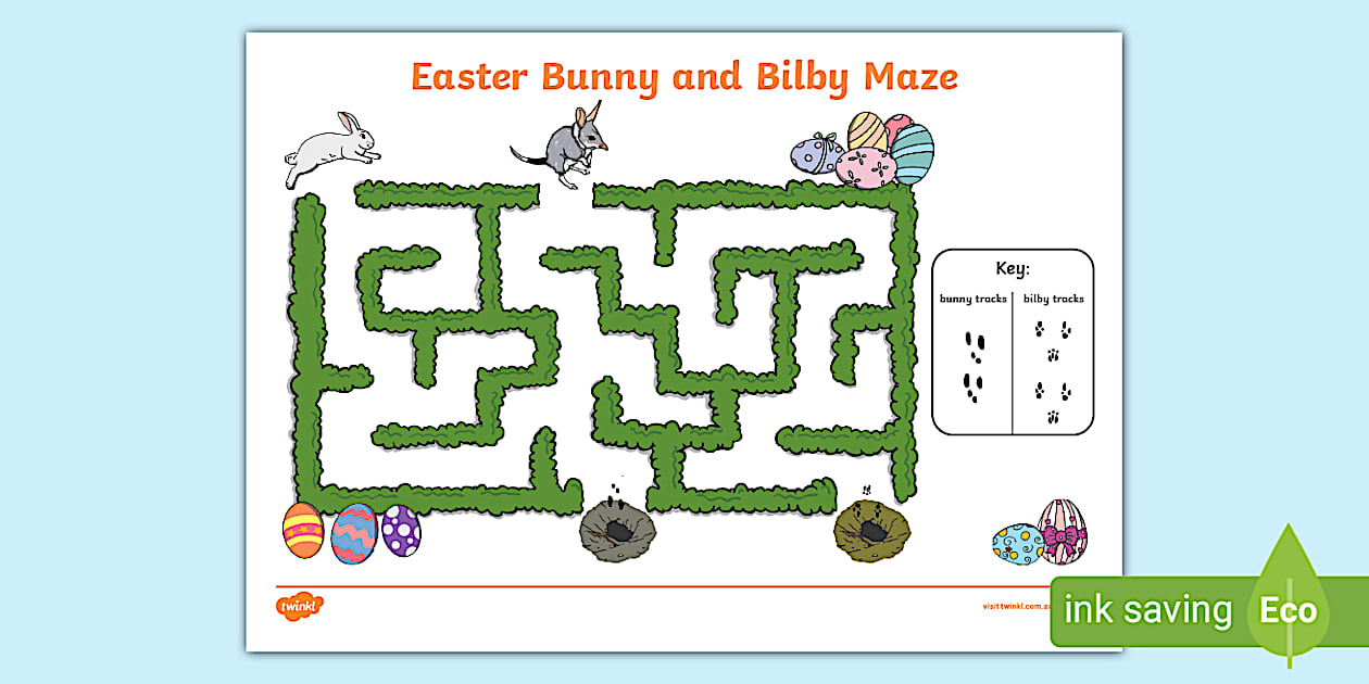 Easter Bunny and Bilby Maze (teacher made) - Twinkl