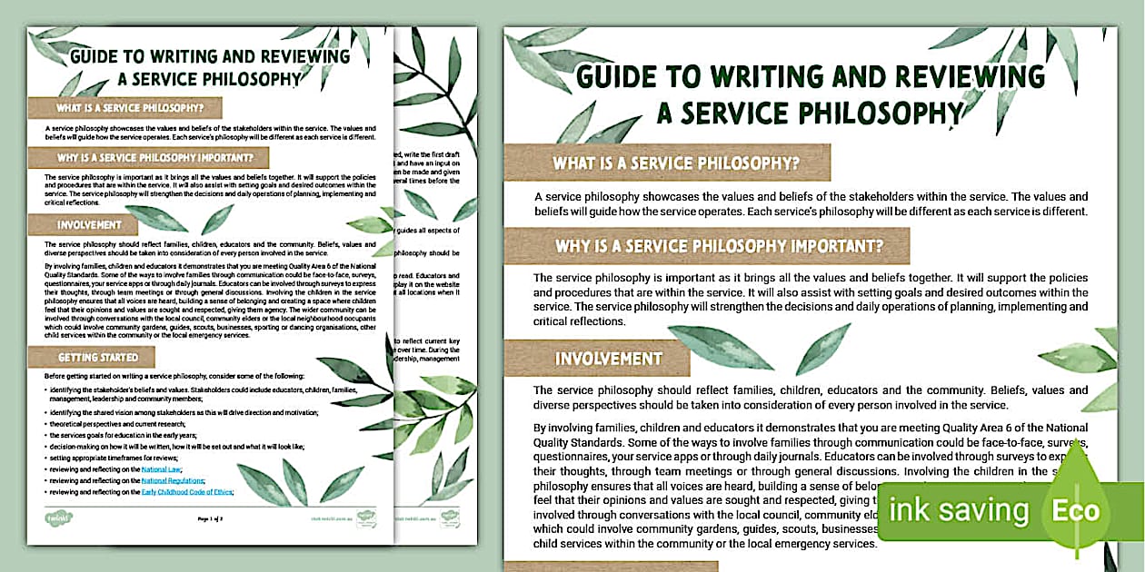 Service Philosophy Writing Guide (teacher made) - Twinkl