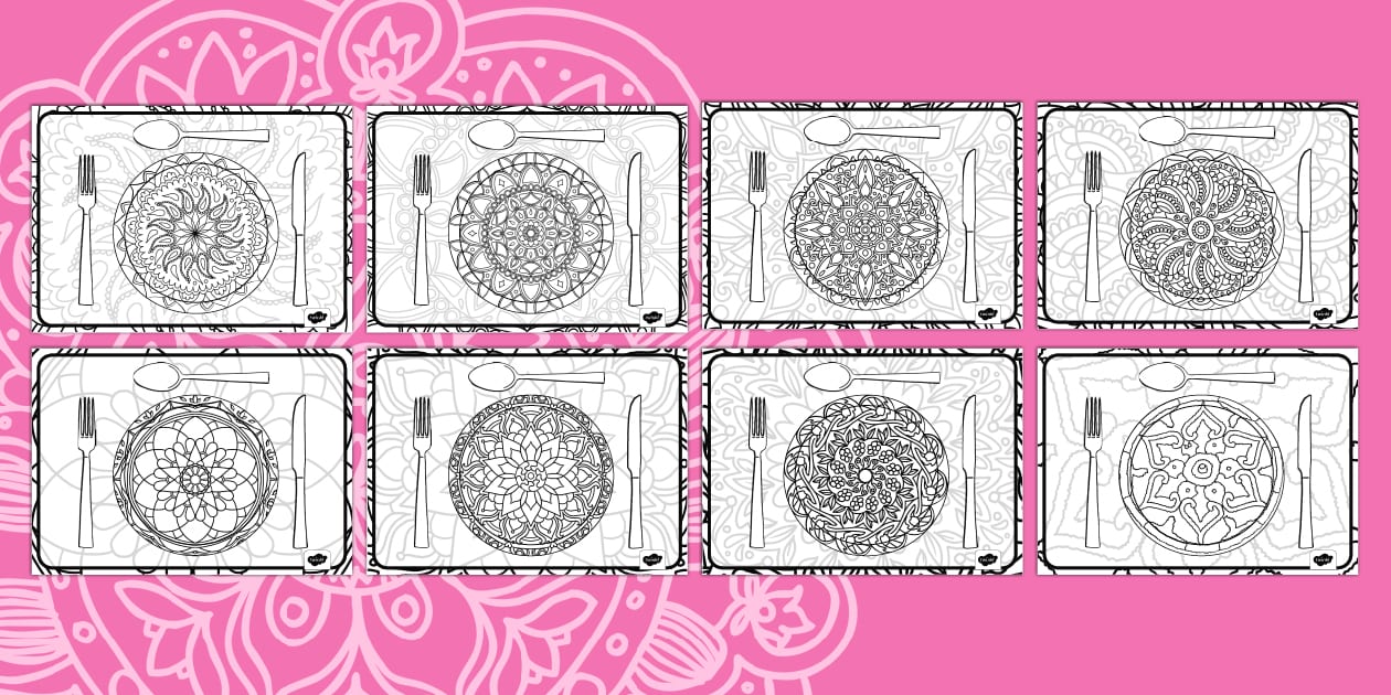Rangoli Pattern Colouring Placemat Pack - Twinkl