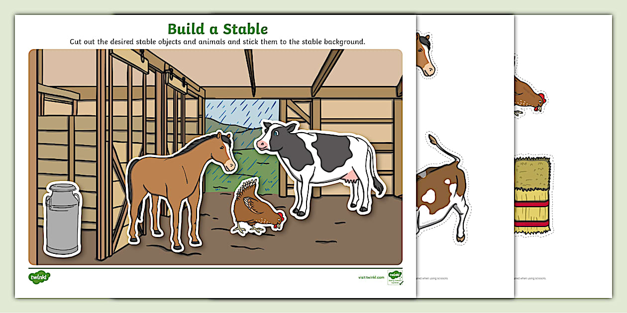 Build a Stable Cut and Stick Activity (Teacher-Made)