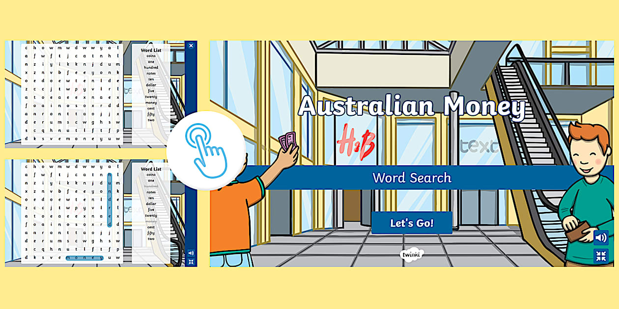 Australian Money Interactive Wordsearch (teacher made)