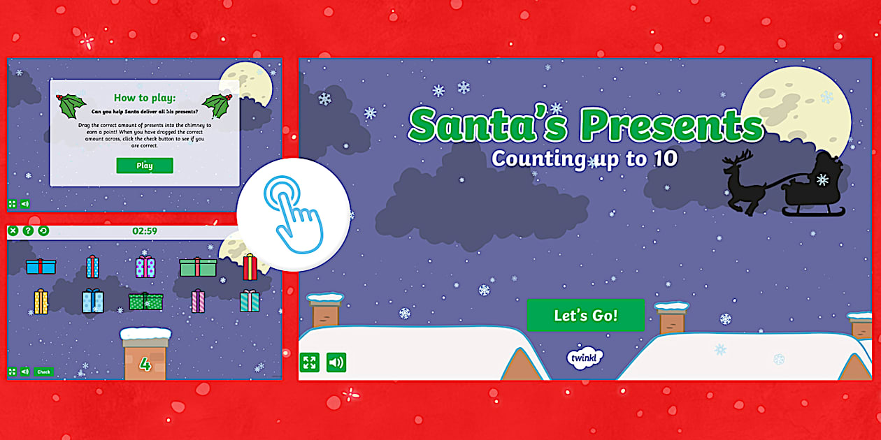 Santa's Presents:Christmas counting activity to 10