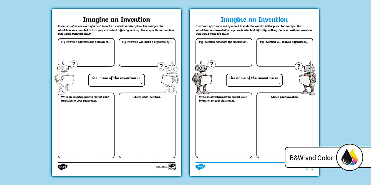 Sixth Grade Kid Inventors Day Imagine an Invention Worksheet