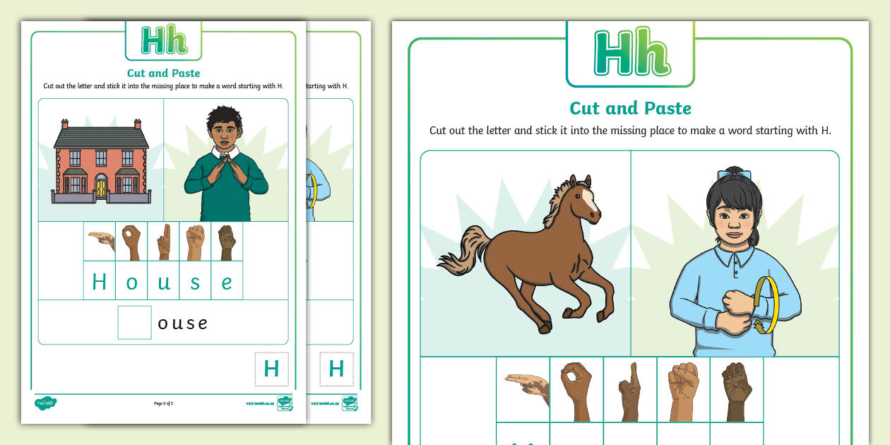 Letter H Handwriting Worksheet with SASL
