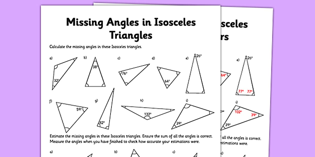 Isosceles Triangles Worksheet - Primary Resources - Twinkl