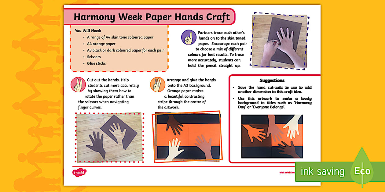 QLD Harmony Week Hands Paper Craft (teacher made) - Twinkl