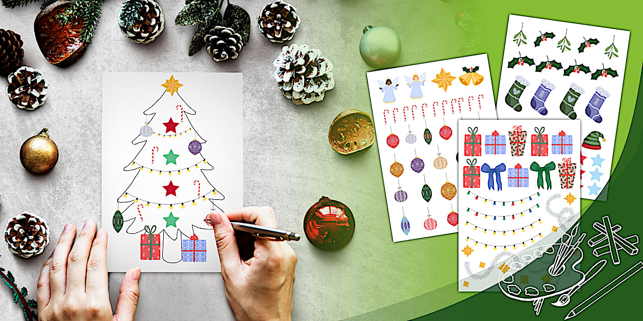 Design Your Own Christmas Tree Collage Activity Pack