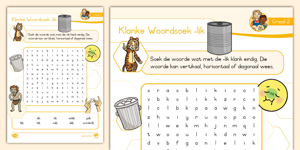 Graad 2 Klanke Woordsoek -lik (teacher made) - Twinkl