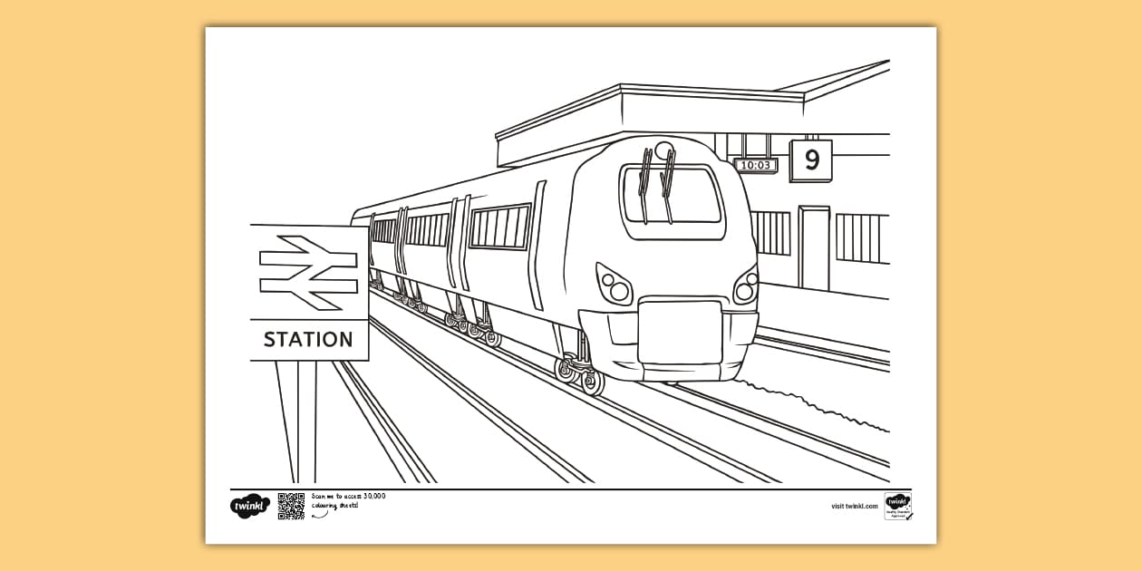 Train Station Colouring | Colouring Sheets - Twinkl