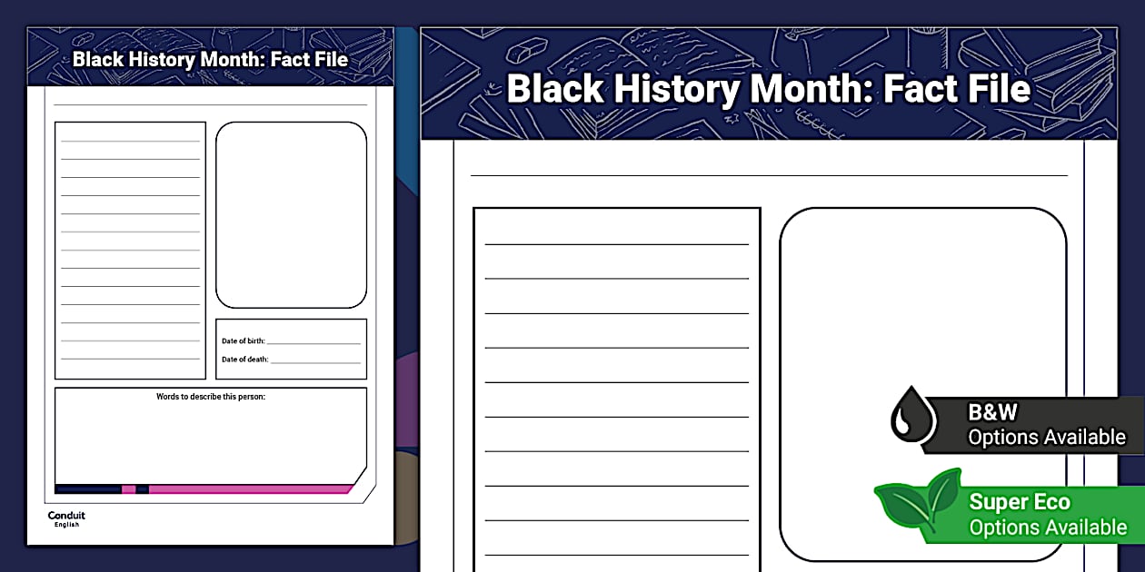 Black History Month: Fact File Template (teacher made)
