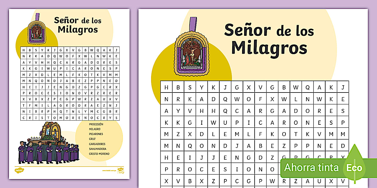 Sopa de letras del Señor de los Milagros para niños - Twinkl