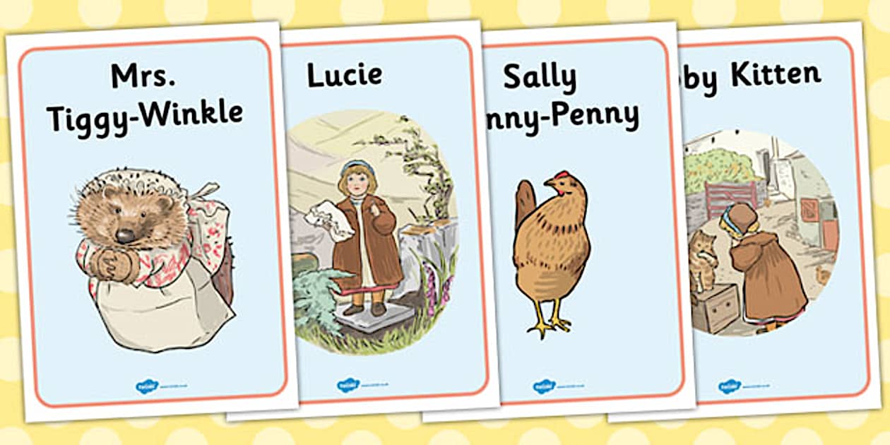 Cursive The Tale of Mrs Tiggy Winkle Display Posters (Beatrix Potter)