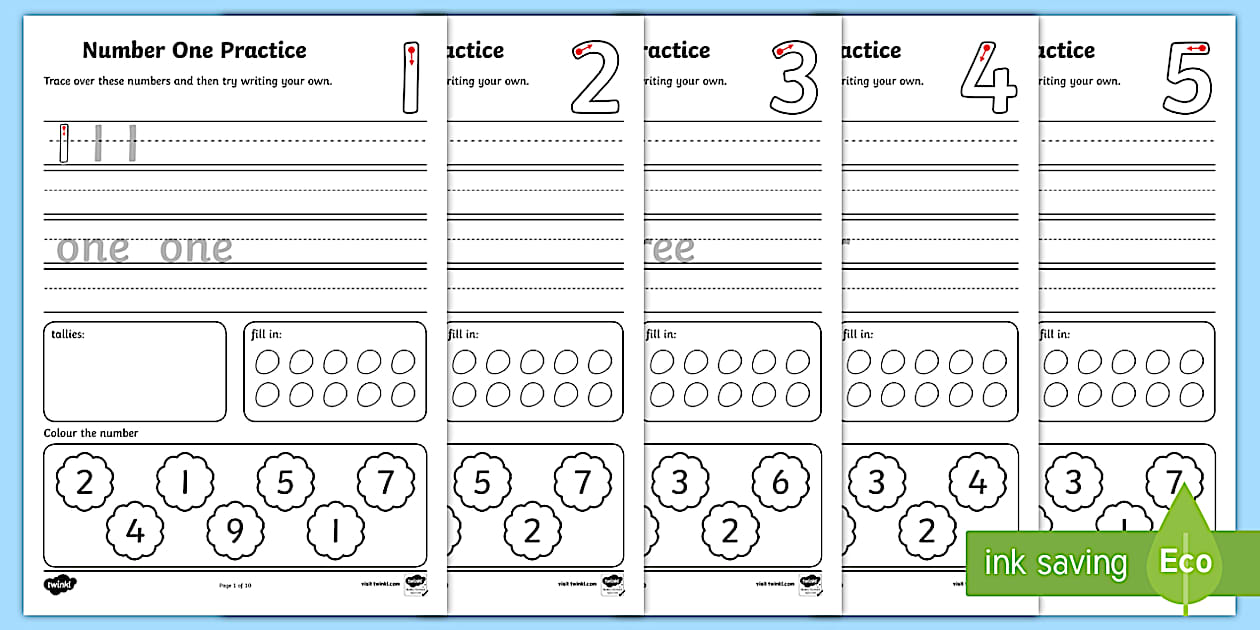 Practising Numbers Worksheet (teacher made) - Twinkl