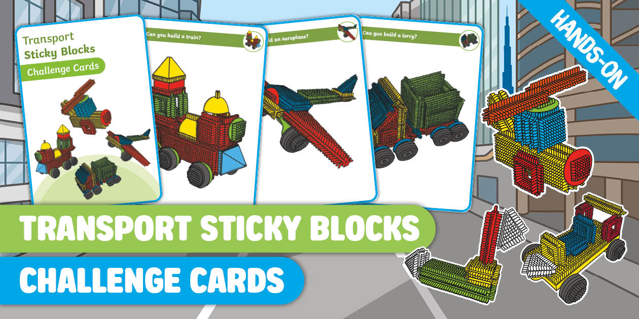 Transport Sticky Blocks Challenge Cards