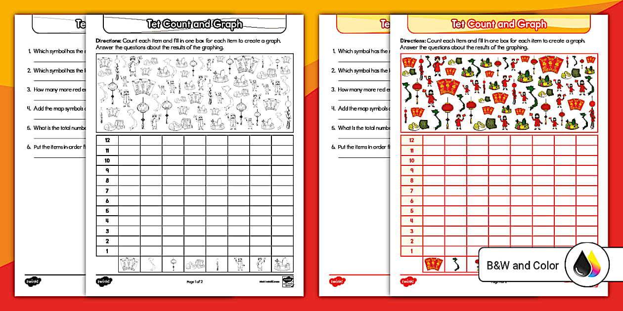 Tet Count and Graph Worksheet | Math | Graphing | Twinkl