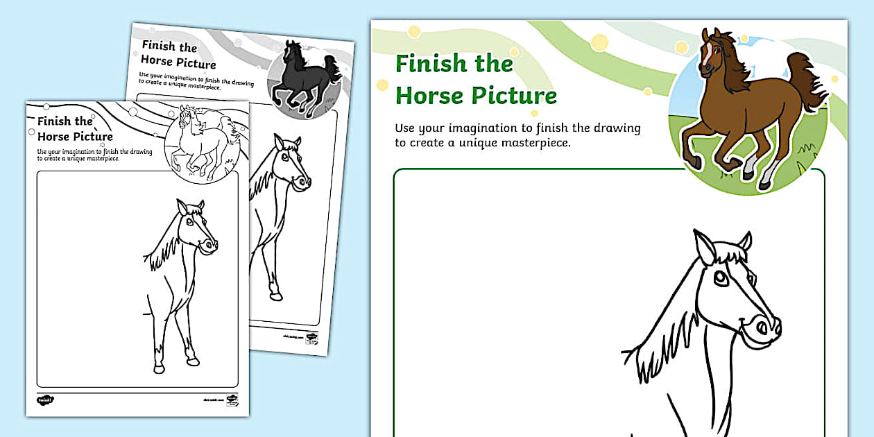 Finish The Horse Picture Worksheet - Twinkl