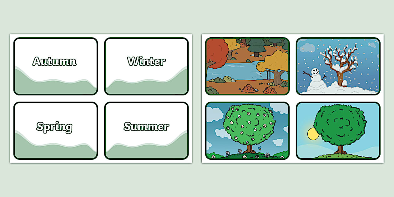 Matching cards: Seasons (Teacher-Made) - Twinkl