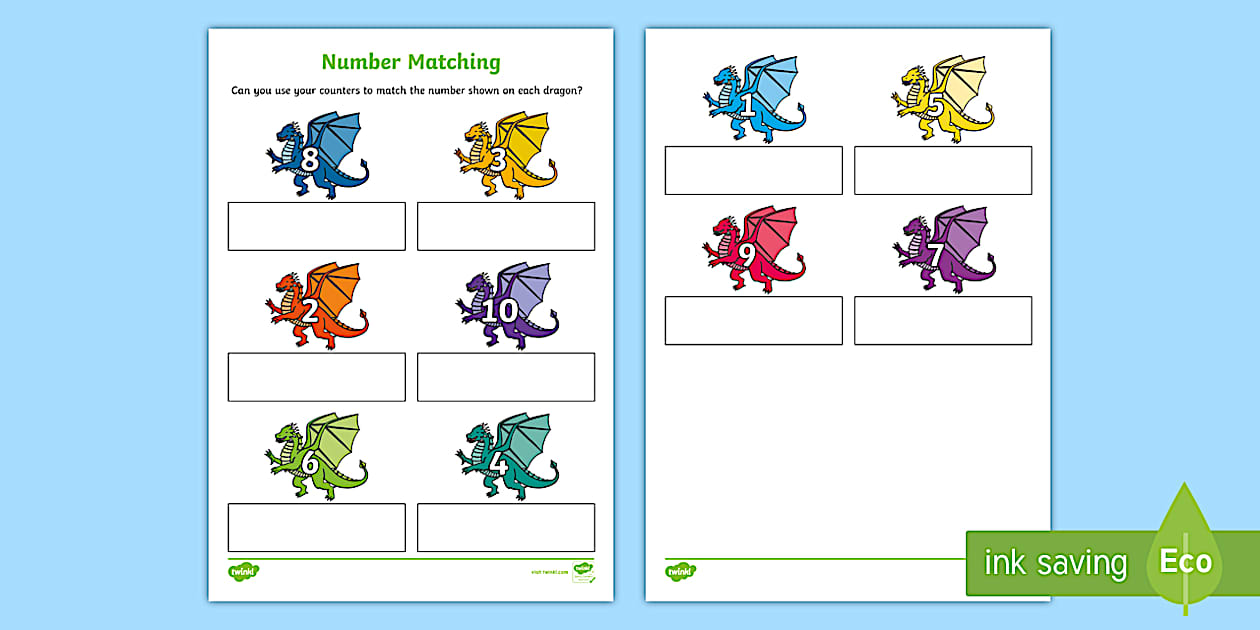 Dragon Themed Number Matching Activity (teacher made)