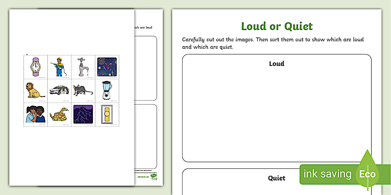Loud or Quiet Sorting Worksheet (Teacher-Made) - Twinkl