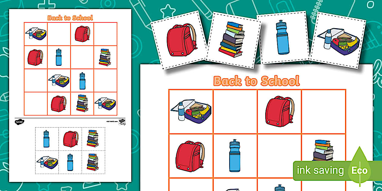 Back to School Picture Sudoku | Printable Sudoku Worksheets