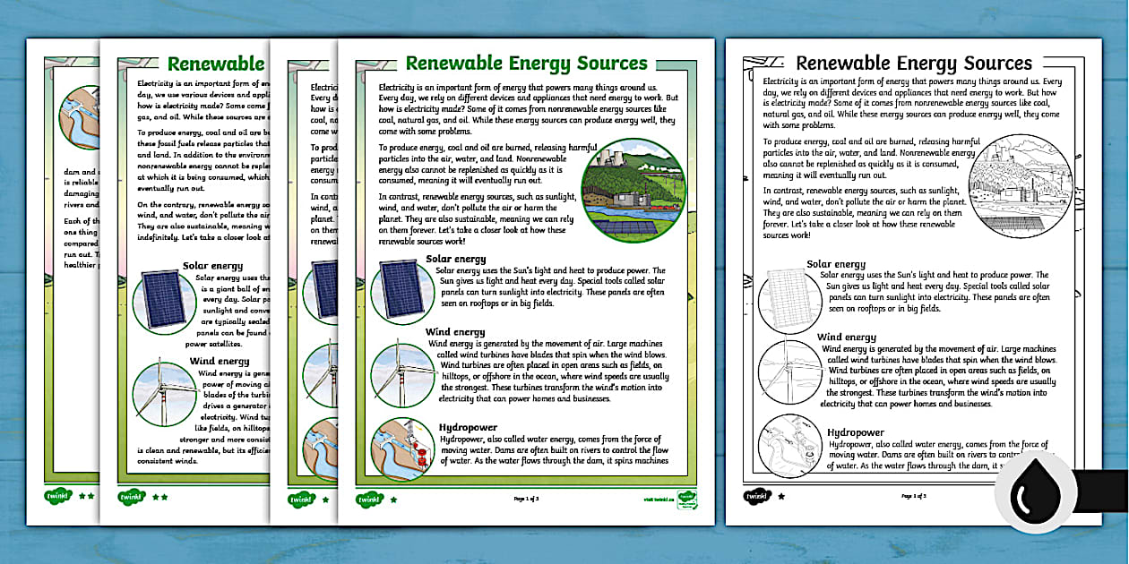 Renewable Energy Sources (Reading Comprehension)