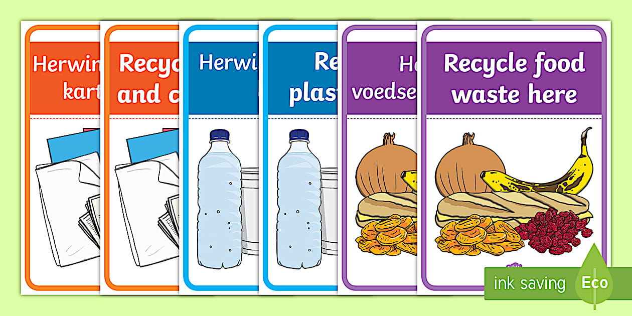 Recycling Bin Display Labels (teacher made) - Twinkl