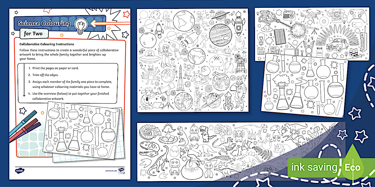 Science and Technology Family Collaborative Colouring Pack