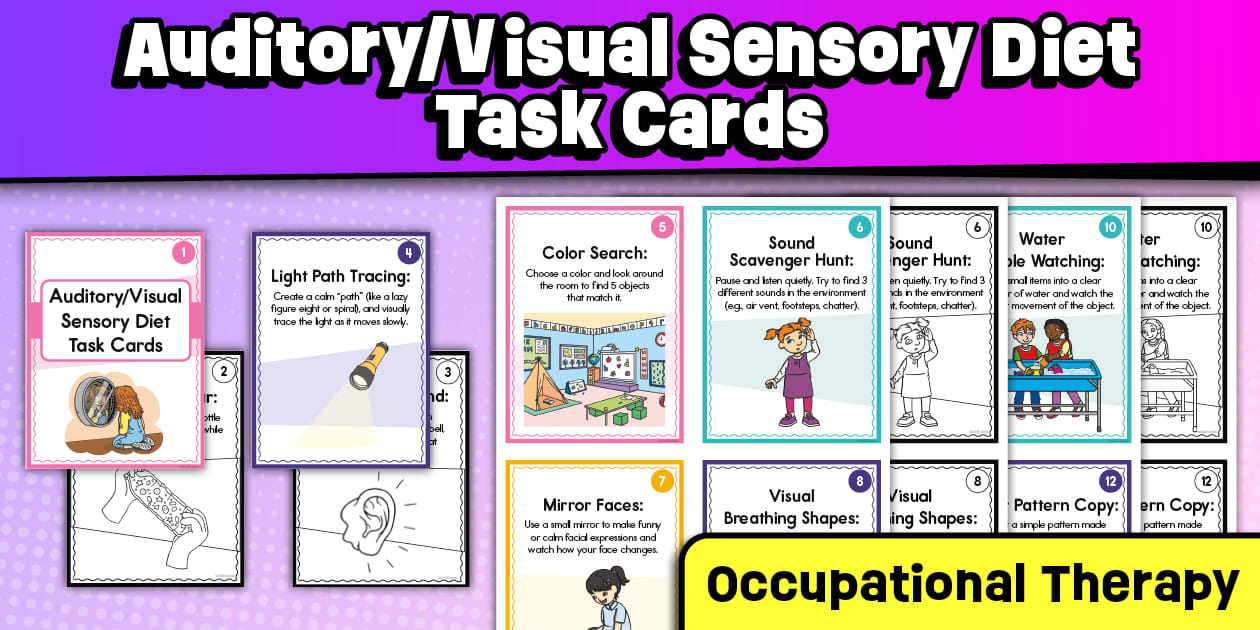 Sensory Diet Task Cards: Auditory/Visual Activities for OT