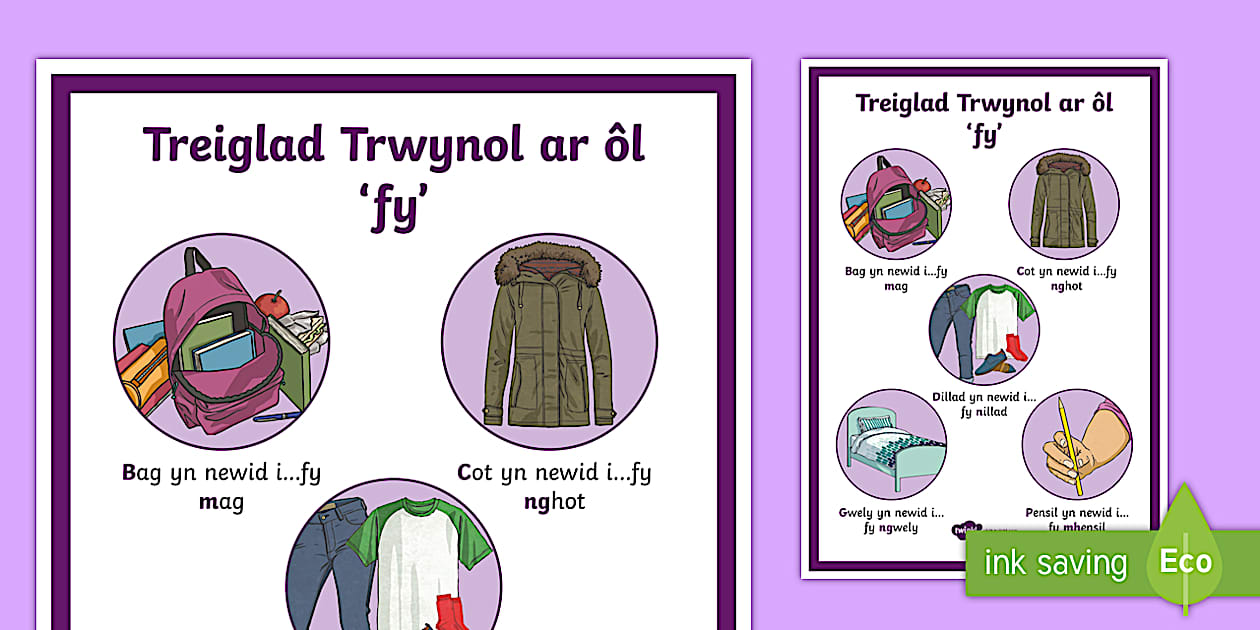 Poster Treiglad Trwynol ar ôl 'fy' (creat de profesori)