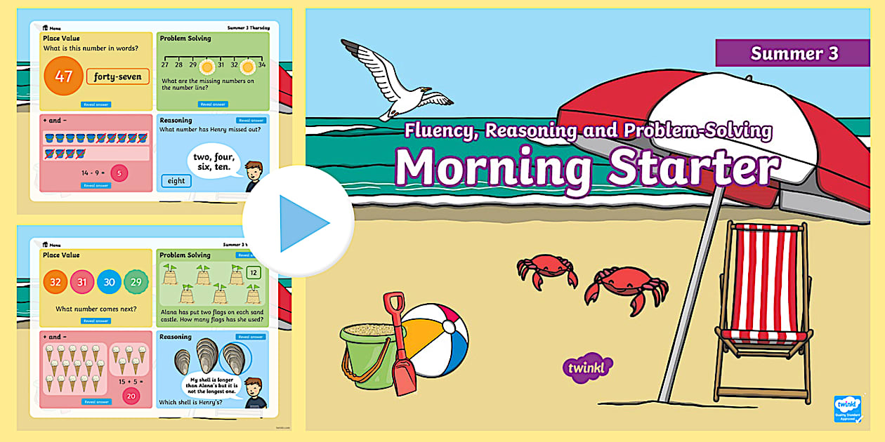 Year 1 Maths Summer Morning Starter PowerPoint 3 - Twinkl