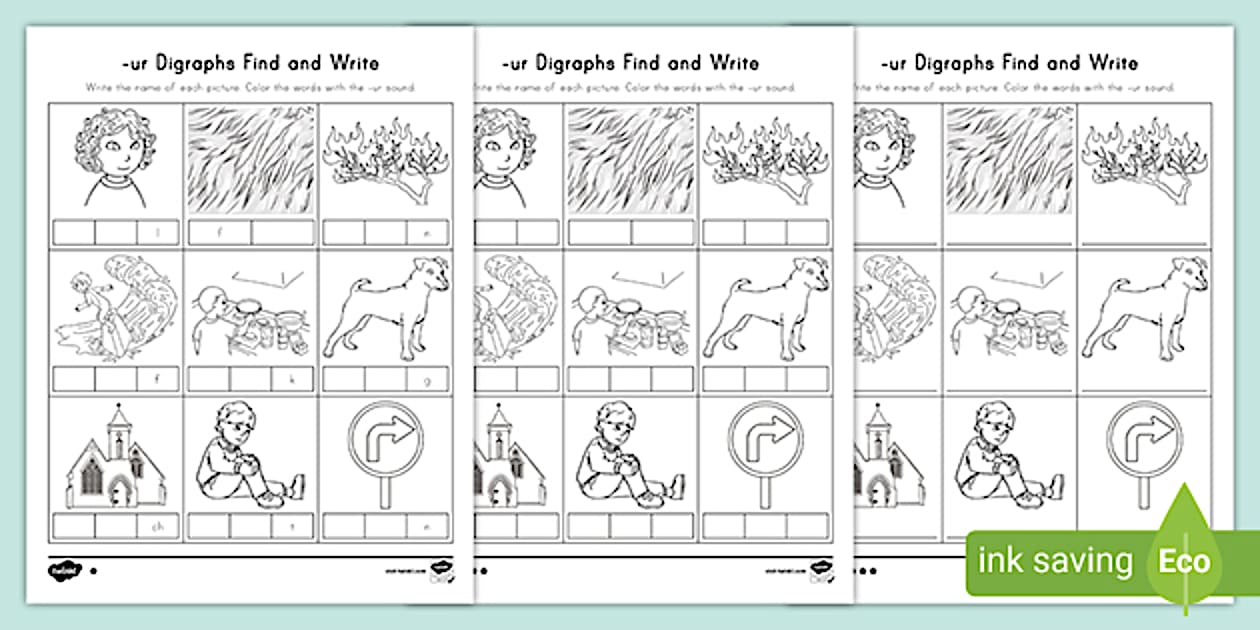 -ur Digraphs Find and Write Differentiated Activity - Twinkl