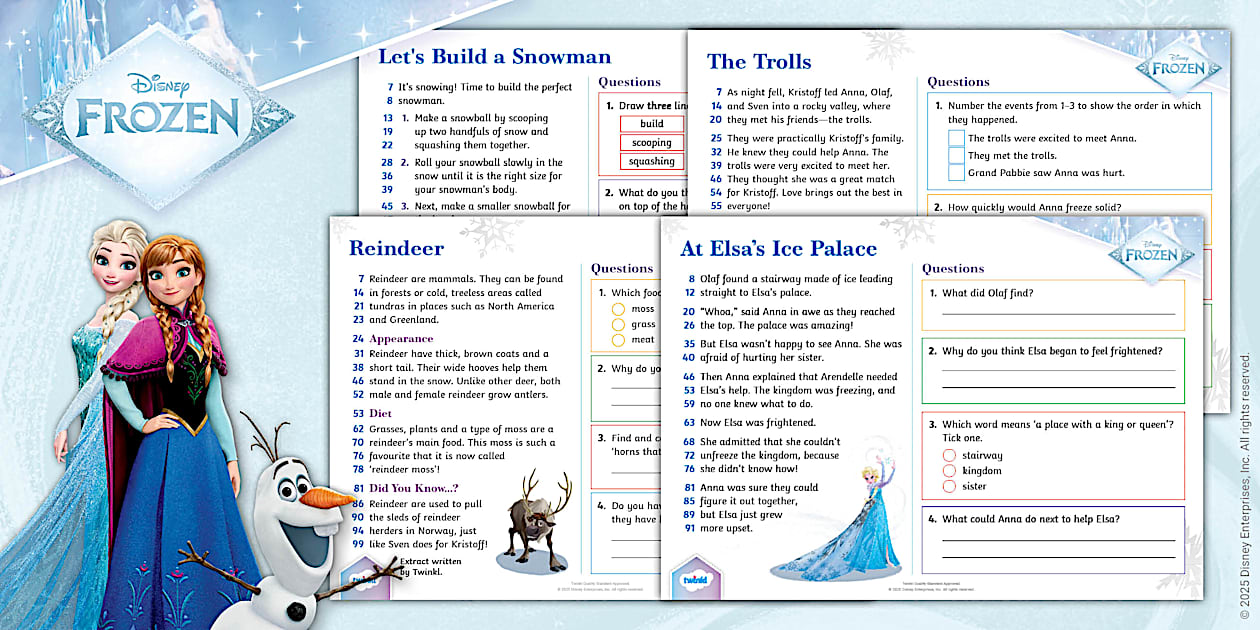 60-Seconds Frozen Reading Activity Pack [Ages 5–7] | Twinkl