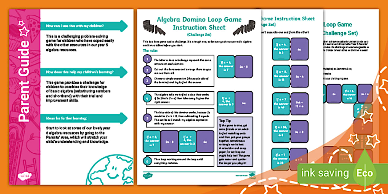 👉 Algebra Dominoes Loop Cards (teacher made) - Twinkl