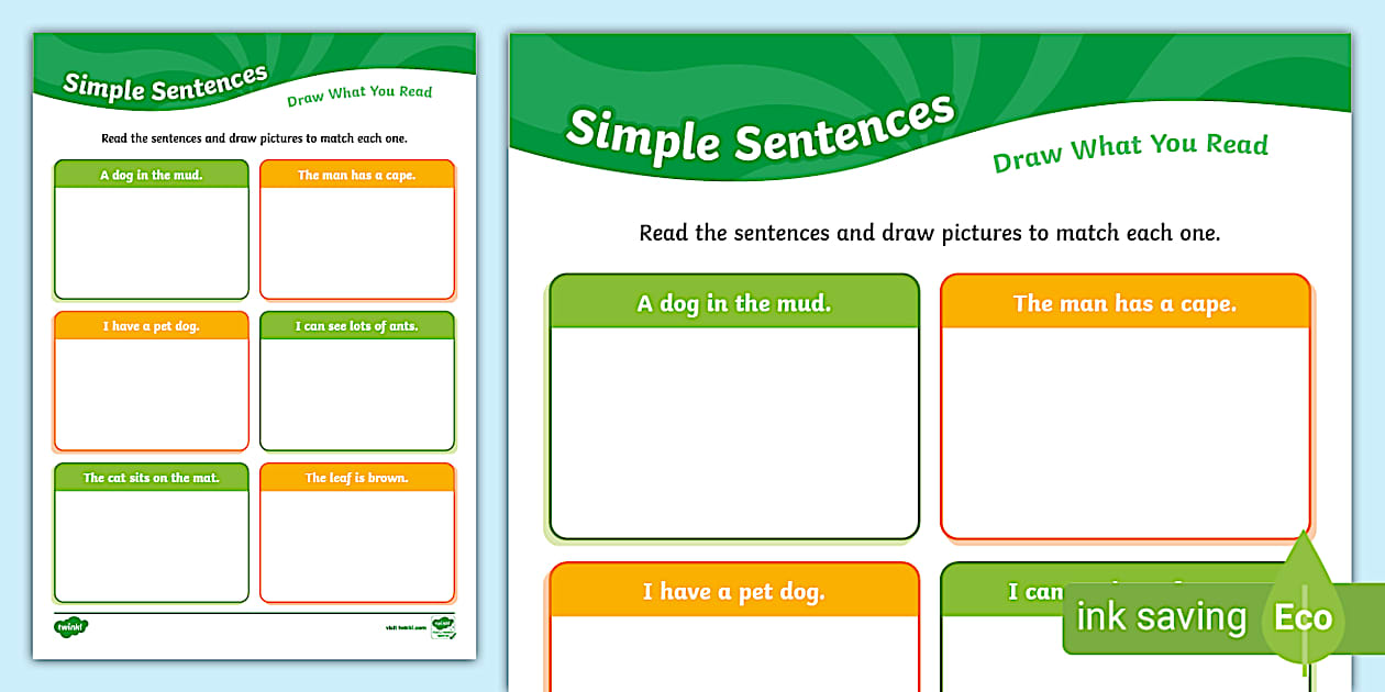Simple Sentences Draw What You Read Worksheet (teacher made)