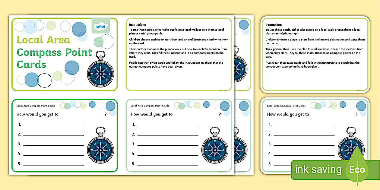 Local Area Compass Point Cards (teacher made) - Twinkl