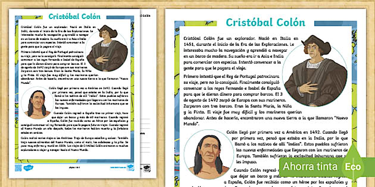 Lectura de comprensión: Cristóbal Colón (teacher made)