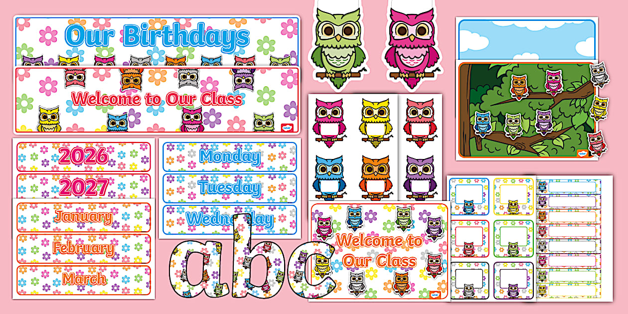 Colourful Owl-Themed Display Pack (teacher made) - Twinkl