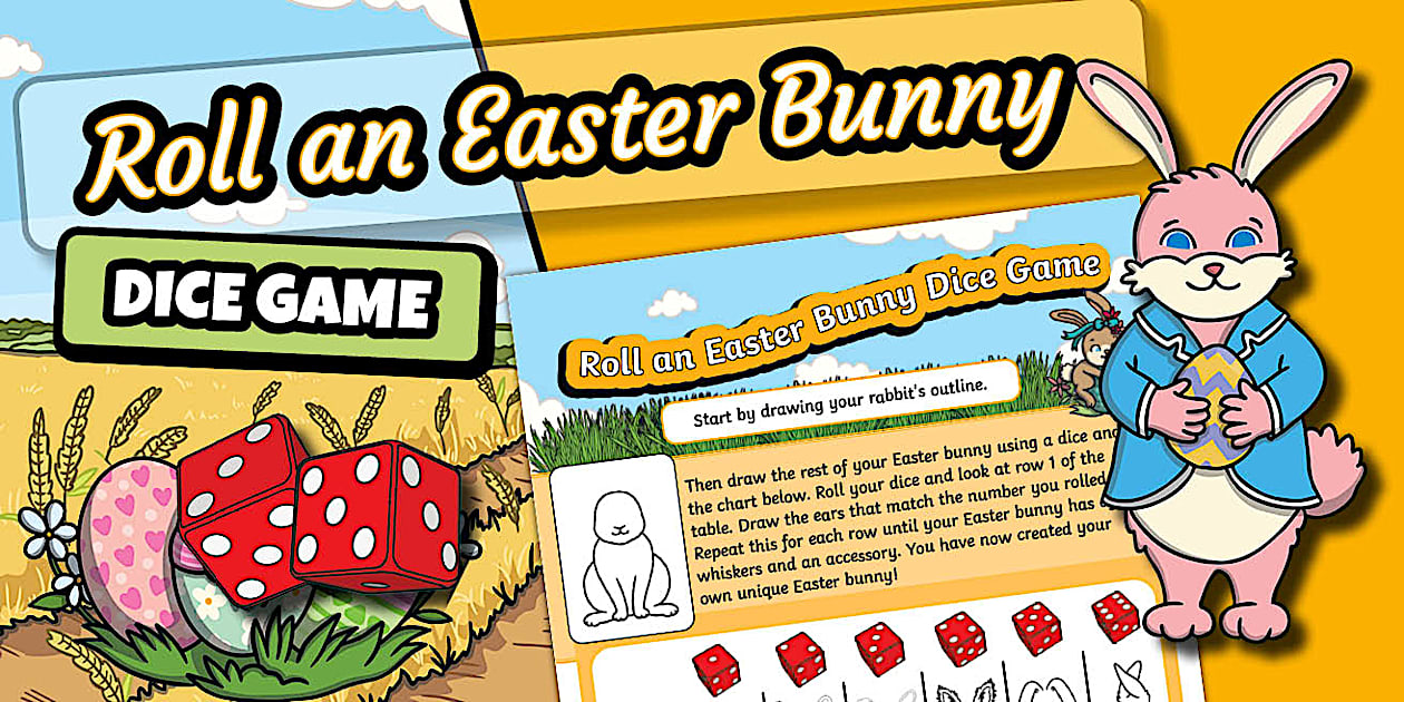 Roll an Easter Bunny Dice Game - KS1 - Twinkl