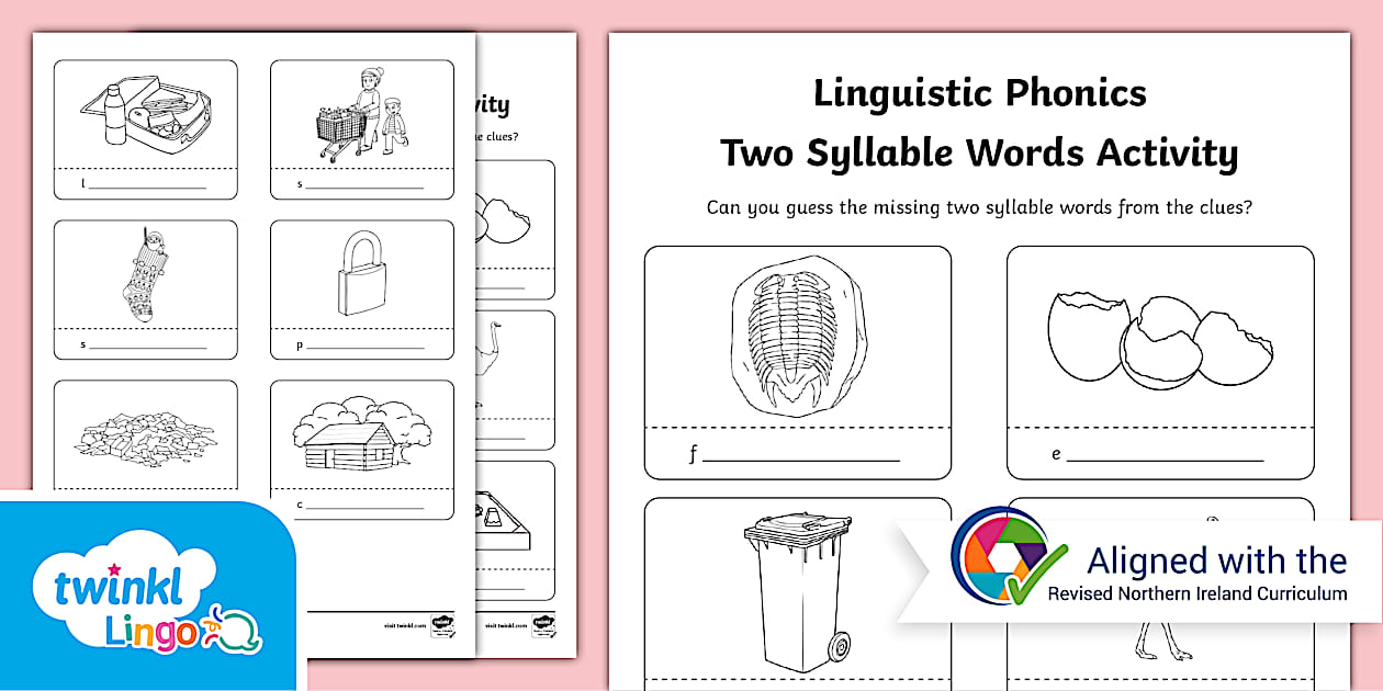 Linguistic Phonics Two Syllable Words Activity Sheet