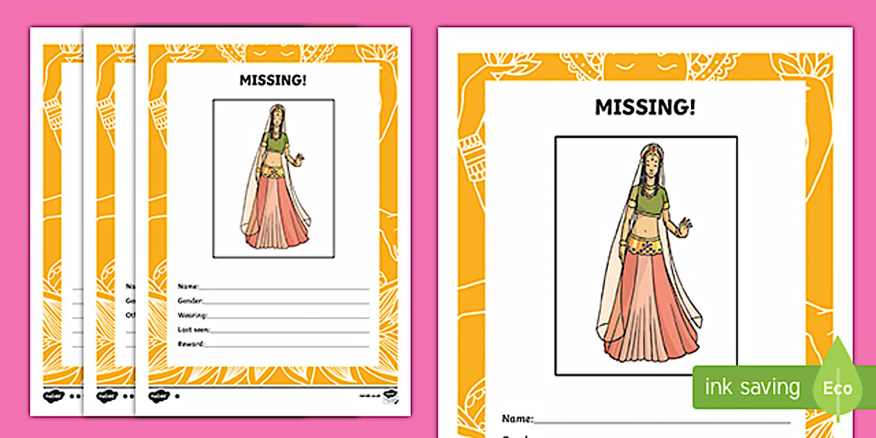 Sita Missing Person Poster Activity (teacher made) - Twinkl