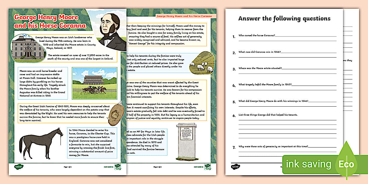 George Henry Moore and his Horse Coranna (Reading Comprehension)