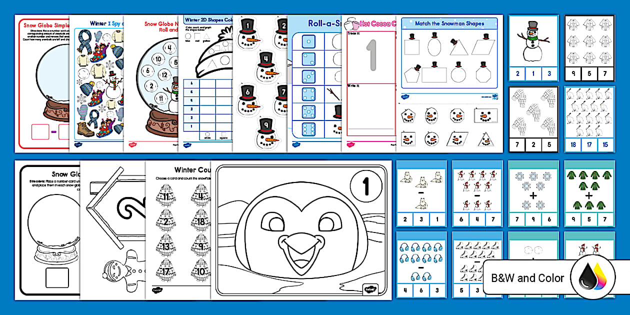 Kindergarten Winter Math Learning Center Pack (teacher made)