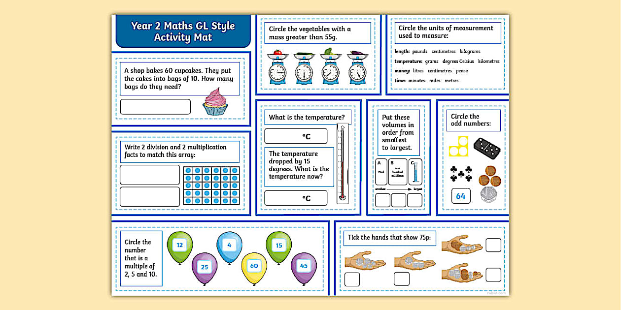 Year 2 Maths GL Style Activity Mat (teacher made) - Twinkl