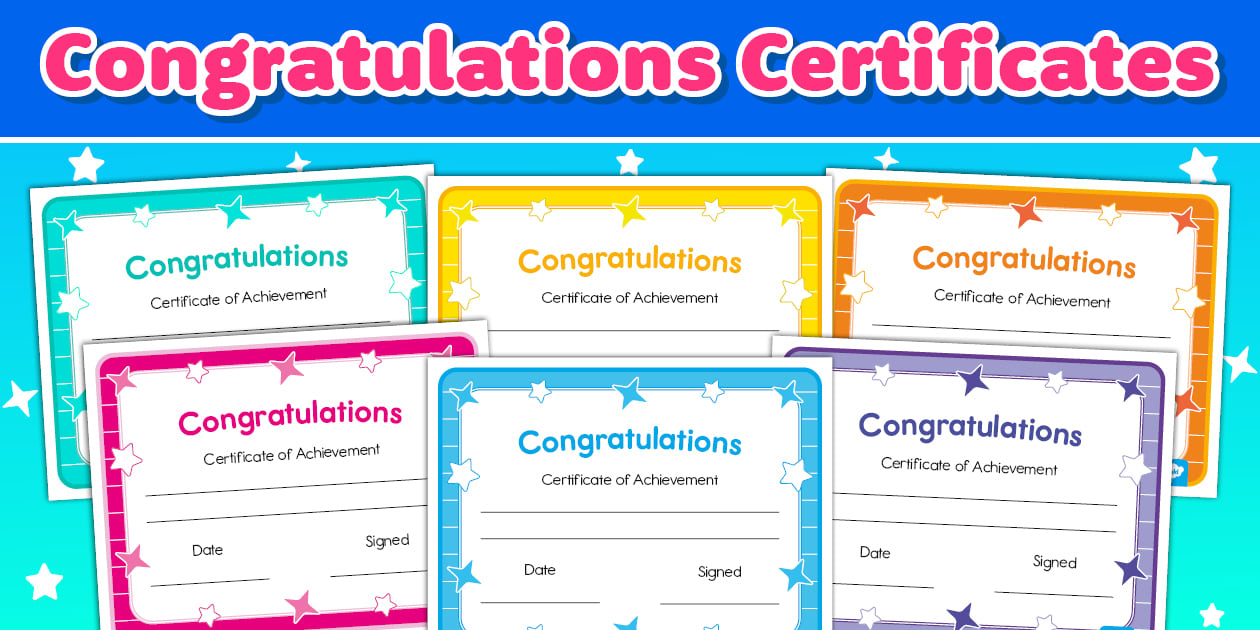Printable Congratulations Certificates