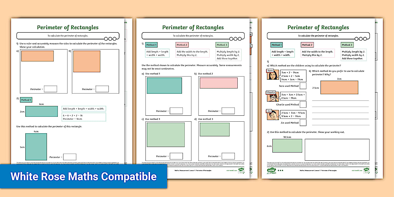 👉 Perimeter of Rectangles Differentiated Maths Worksheets