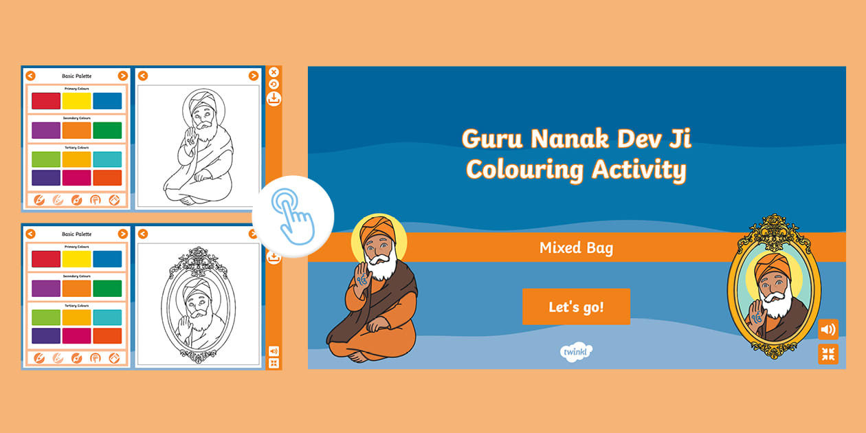 Guru Nanak Dev Ji Interactive Colouring - Twinkl