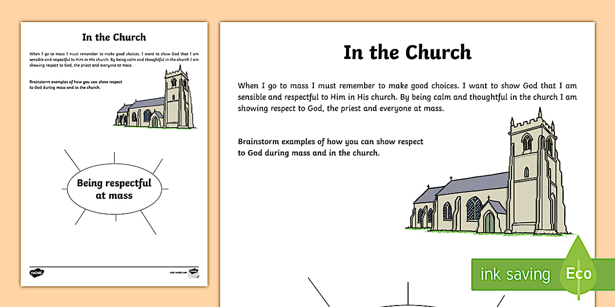 Black and White In the Church Write Up Worksheet - Twinkl