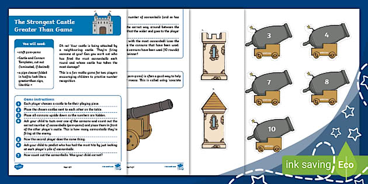 👉 Early Years Maths Game | Strongest Castle Greater Than Game