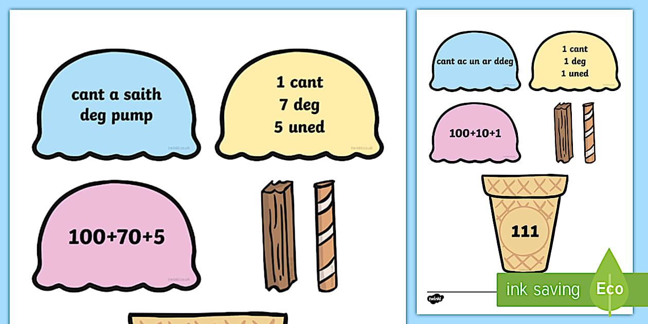 Taflen Gwerth Lle Hufen Iâ Taflen Weithgaredd Rhif - Twinkl