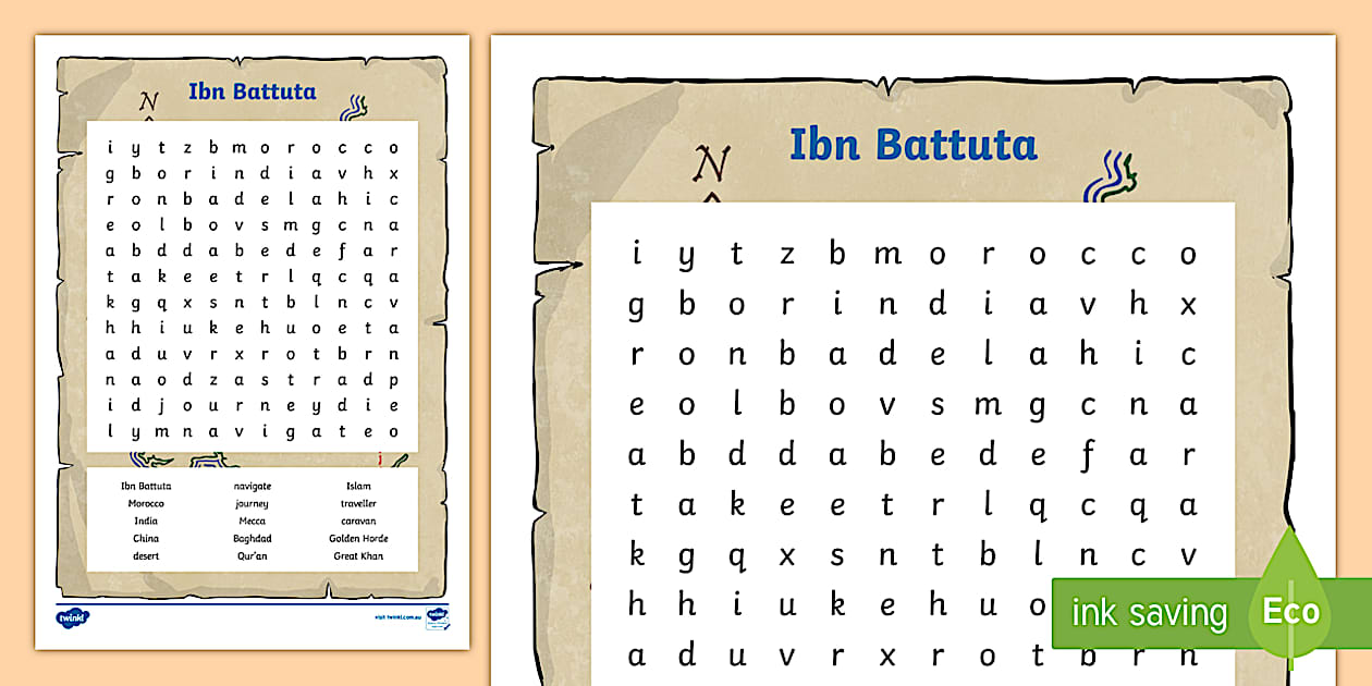 SA Ibn Battuta Word Search (teacher made) - Twinkl